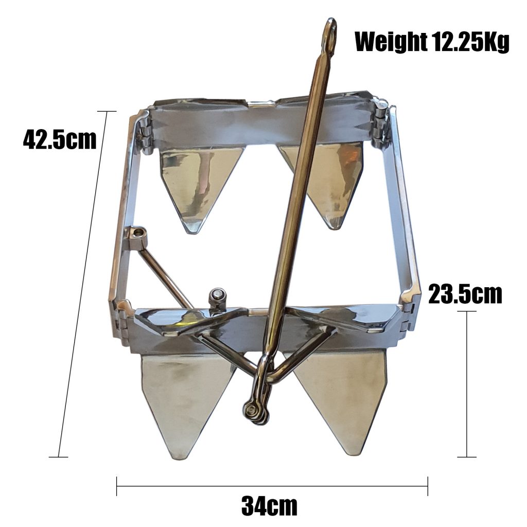 12.25kg Polished Stainless Steel Slide Anchor Box Anchor Suits Boats 7 ...